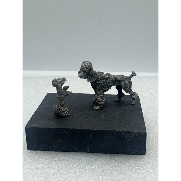 Accents | Vintage Pewter Poodle Dog Sculpture Figurine On Black Base ...